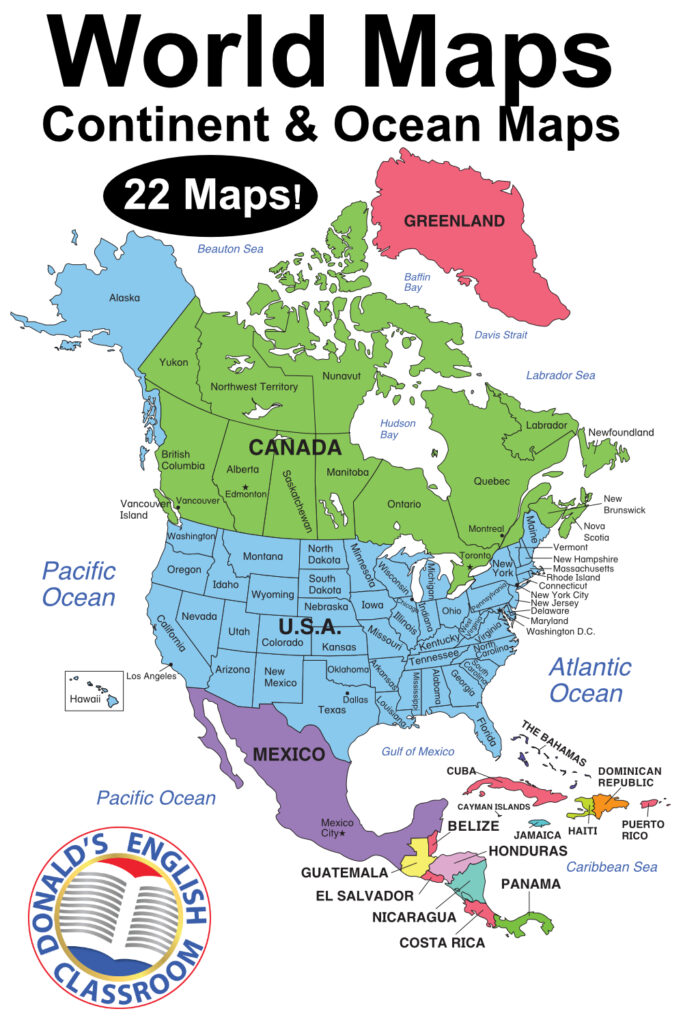 World Maps Continents and Oceans